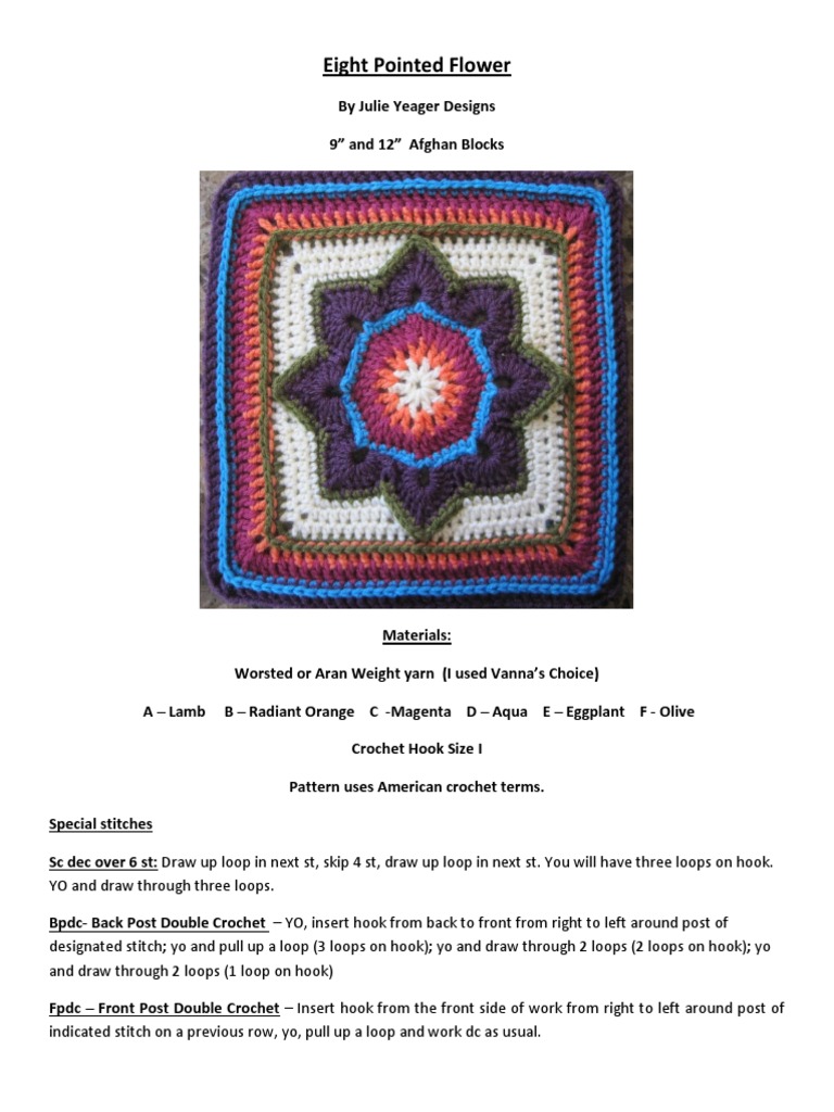 Eight Pointed Flower 9 12 | PDF