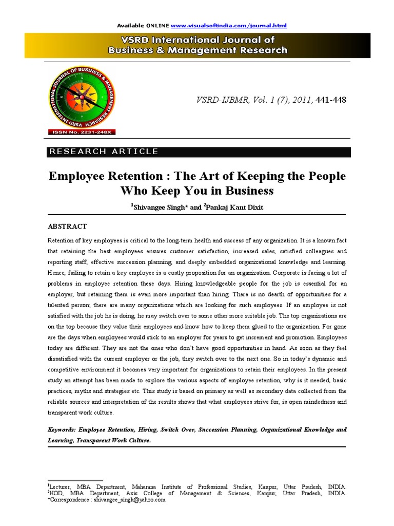 Employee Retention - The Art of Keeping The People | PDF | Employee ...