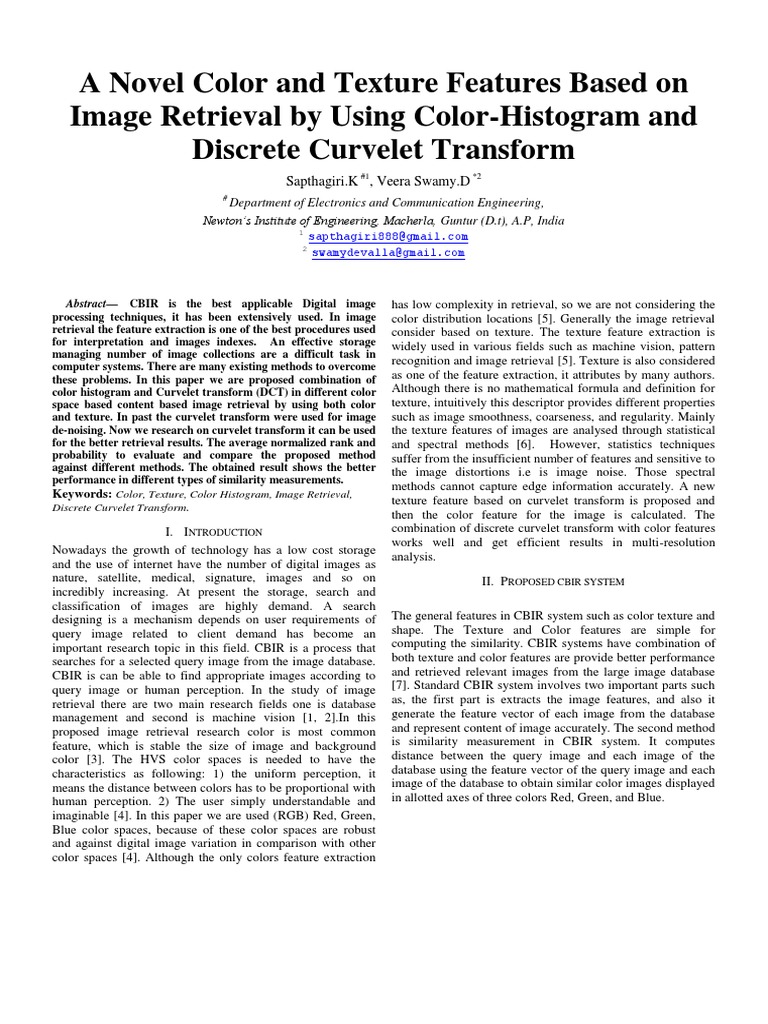A Novel Color And Texture Features Based On Image Retrieval By Using Color Histogram And