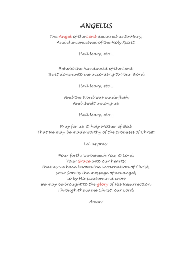 Angelus Prayer and Its Significance | PDF