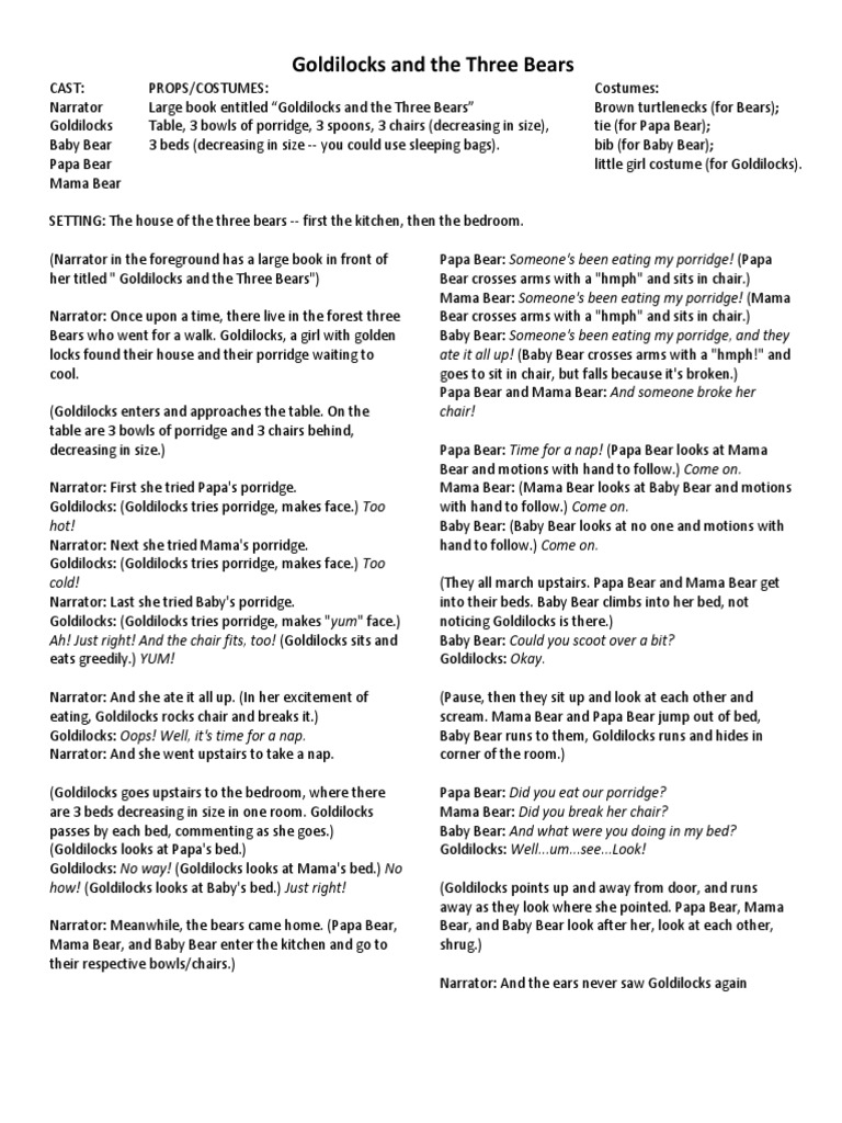 Goldilocks and the Three Bears | Goldilocks And The Three Bears ...