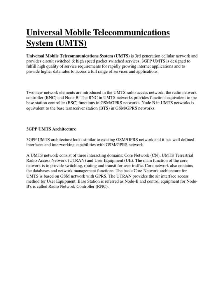 Overview of Universal Mobile Telecommunications System | PDF | Mobile ...
