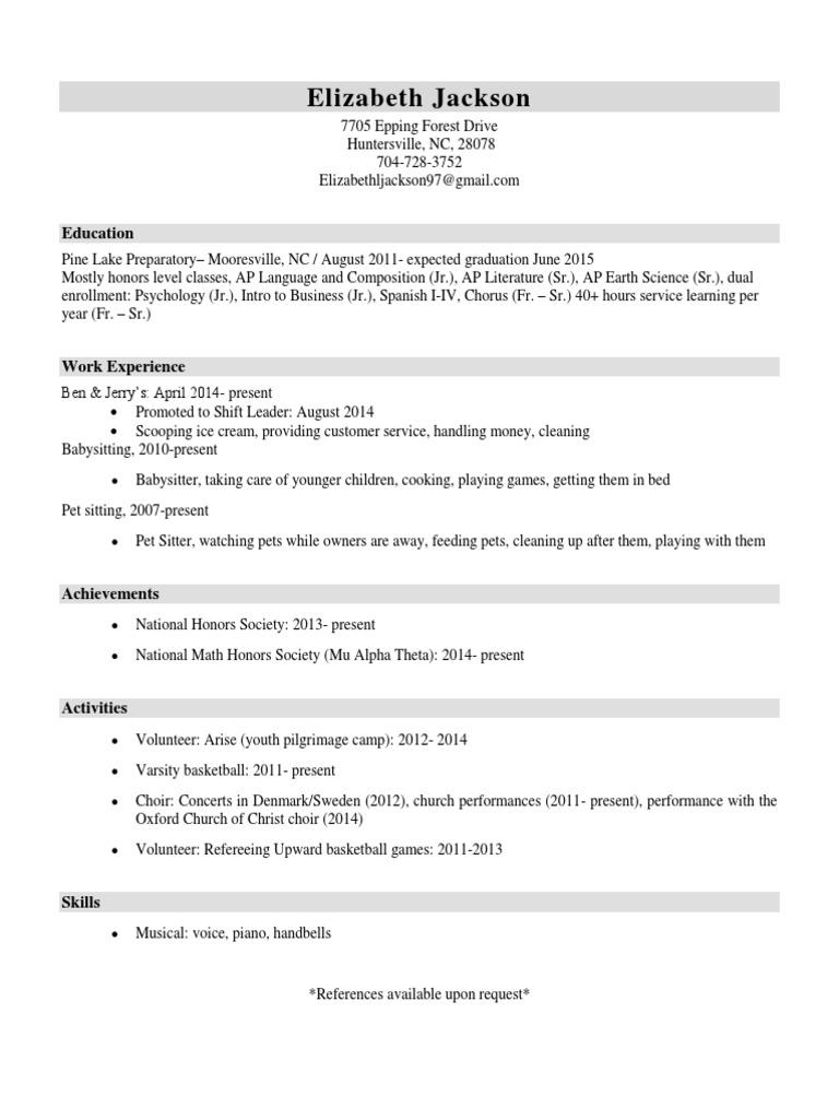 Elizabeth Jackson's Resume Summary | PDF