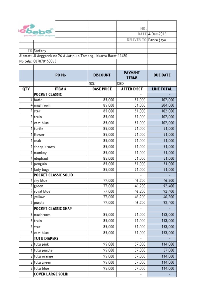 Wholesale Order Invoice | PDF