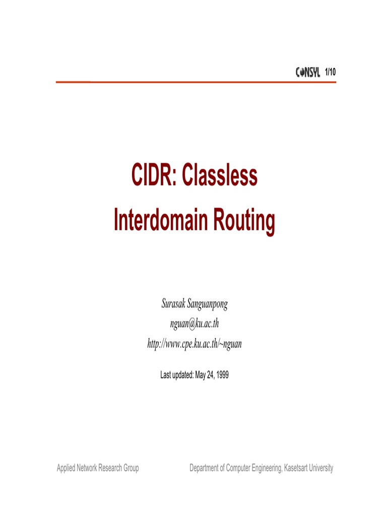 CIDR: Classless Interdomain Routing Explained | PDF | Communications Protocols | Internet ...