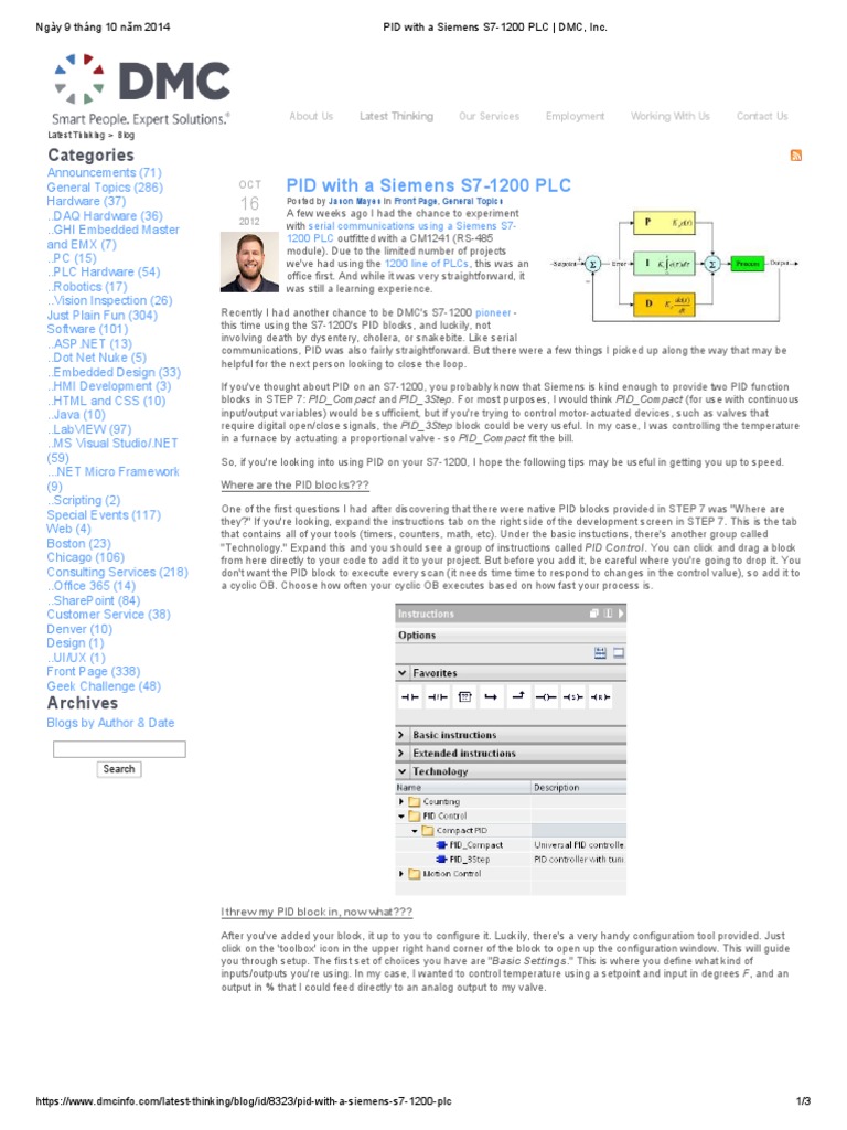 PID With A Siemens S7-1200 PLC - DMC, Inc PDF | PDF | Parameter ...