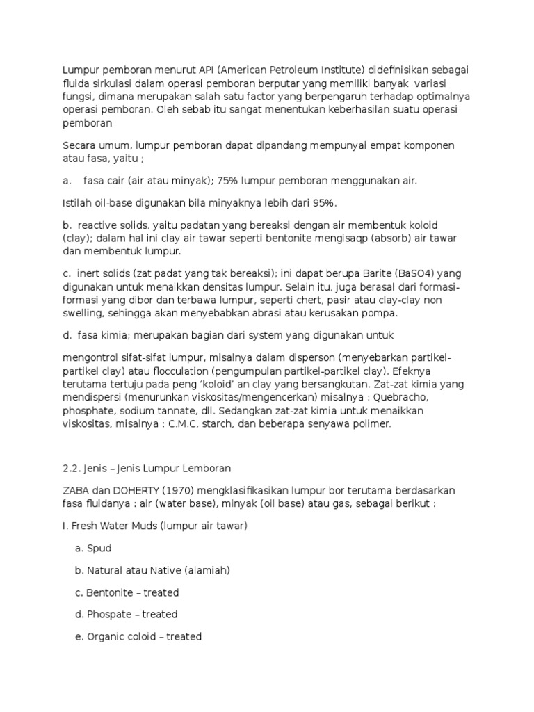 Lumpur Pemboran Menurut API | PDF