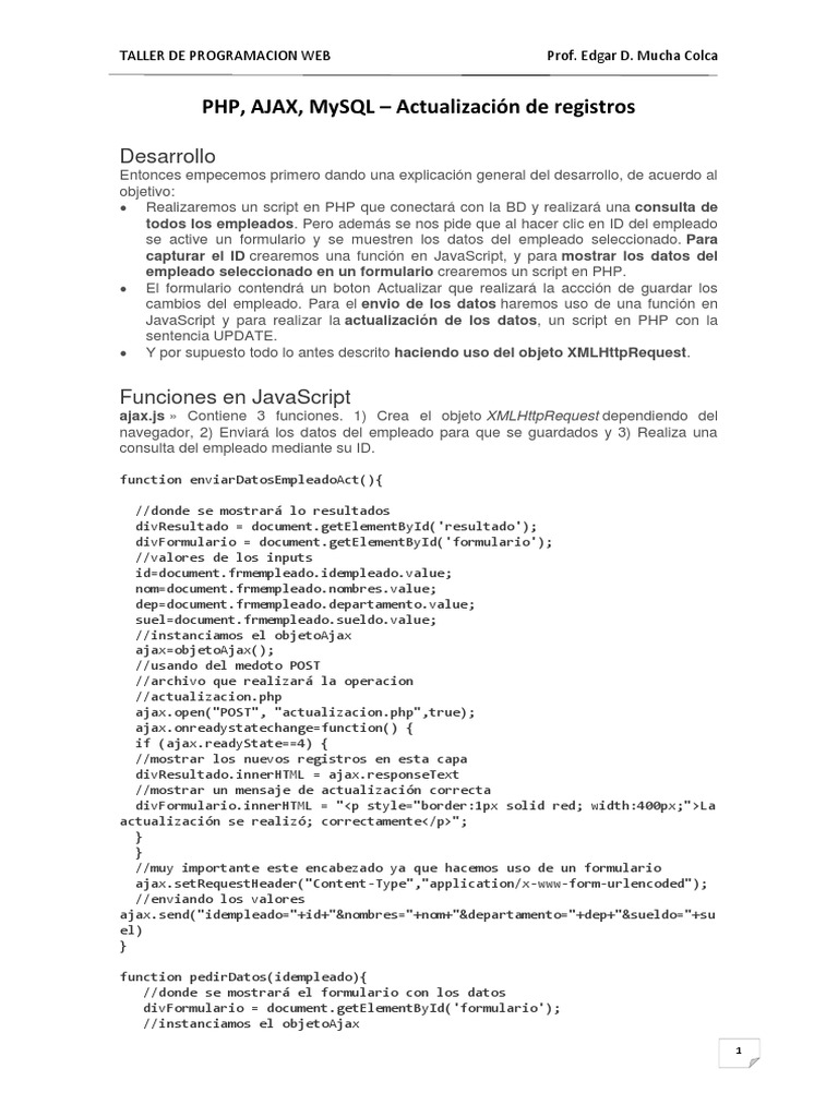 PHP Ajax Actualizacon | PDF | Script Java | Ajax (Programación)
