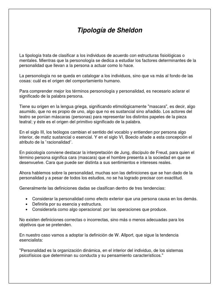 Tipología de Sheldon | Descargar gratis PDF | Conceptos psicologicos ...