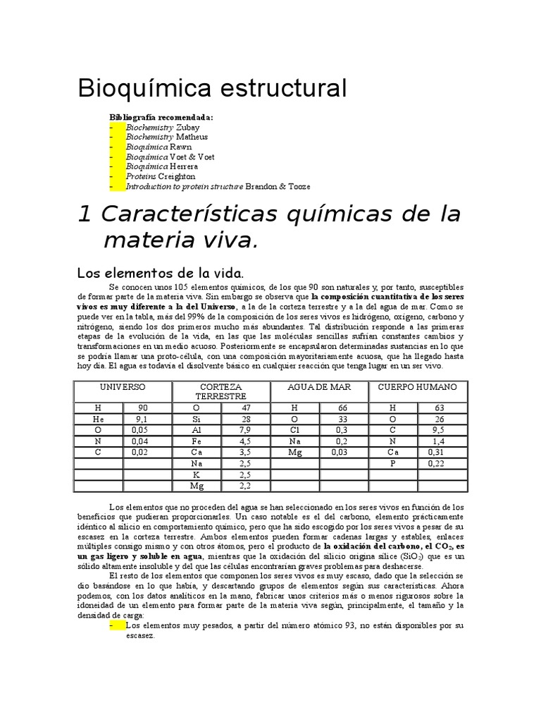 Bioquímica Estructural | PDF | Química | Ciencias fisicas