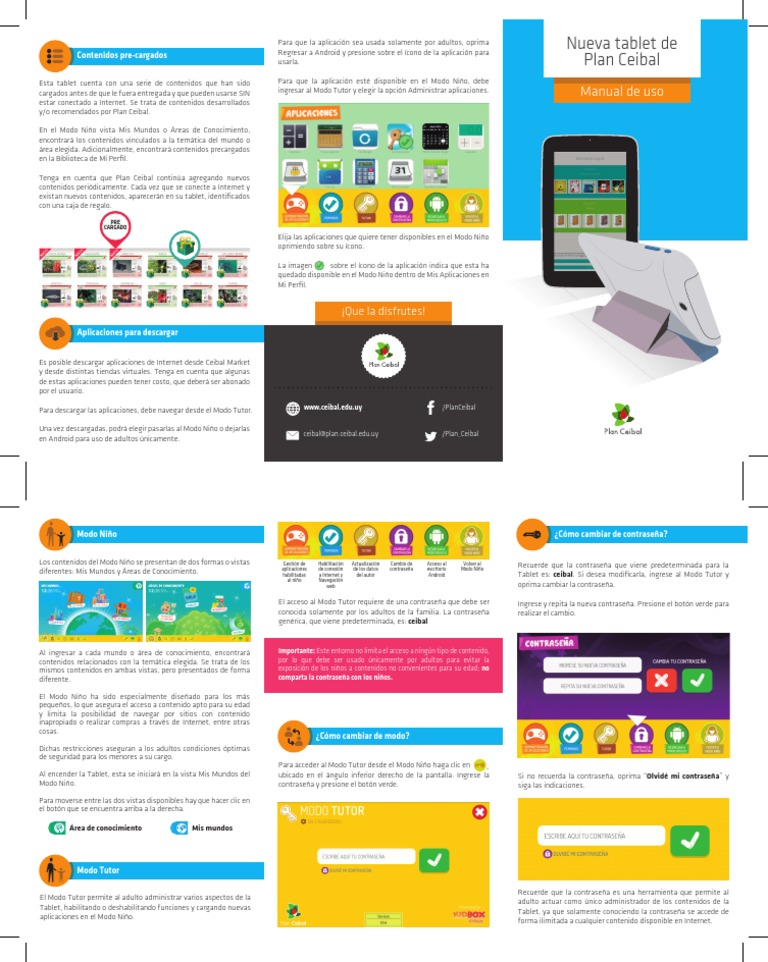 Guía de Uso de Tablet Ceibal | PDF | Contraseña | Point and Click