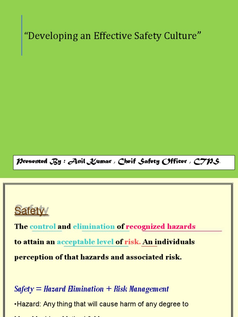 Developing An Effective Safety Culture PDF | PDF