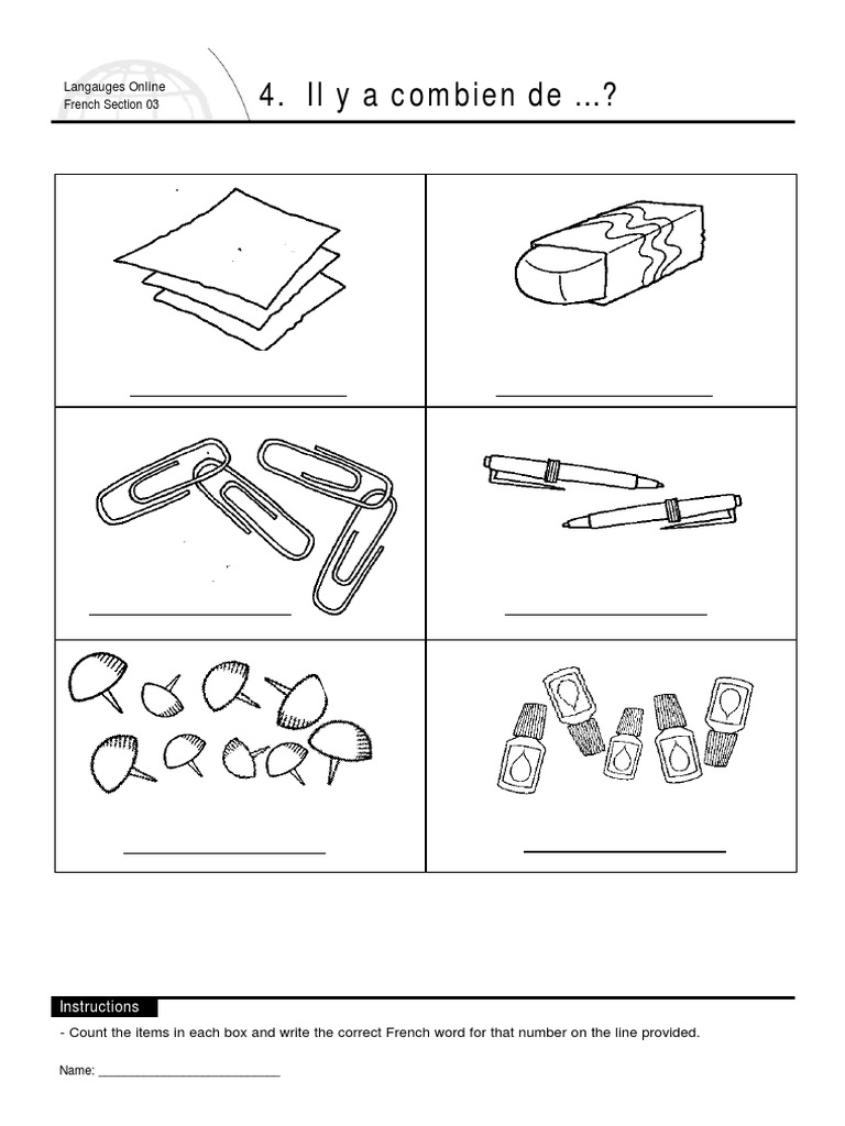 French Counting Exercise 03 | PDF