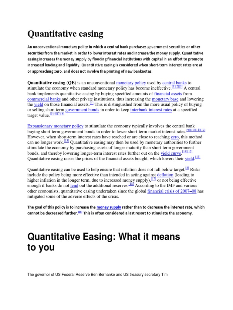 Quantitative Easing | PDF | Quantitative Easing | Inflation