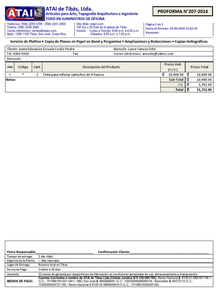 207-2014 Tintas para Rellenar - Junta Educacion Escuela Cecilio Piedra ...