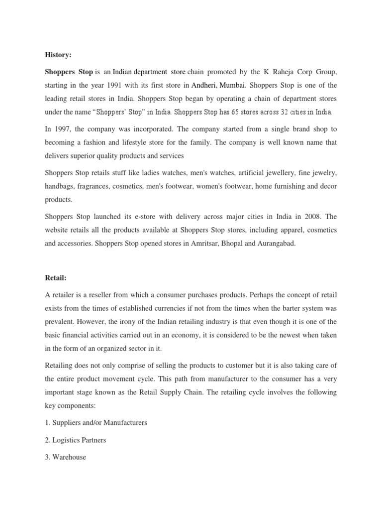 Shoppers Stop Erp | Download Free PDF | Logistics | Retail