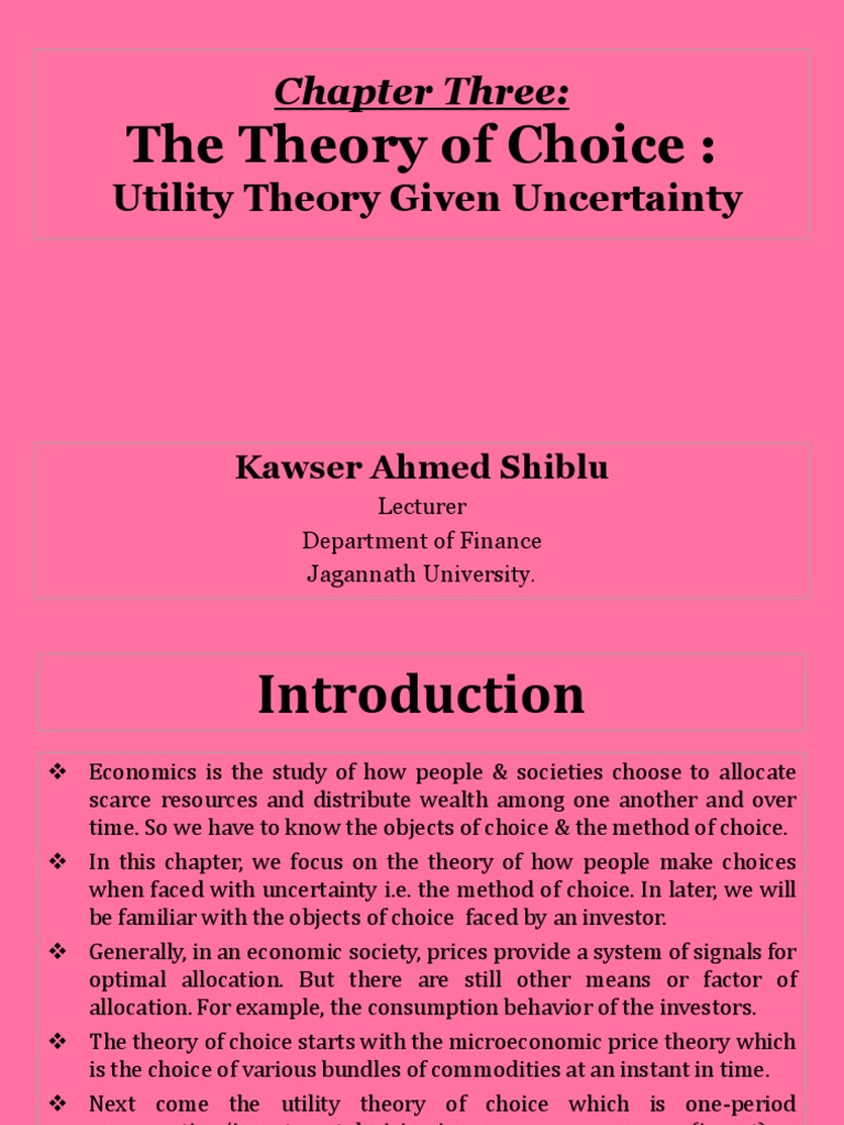 Chapter Three | PDF | Risk Aversion | Utility