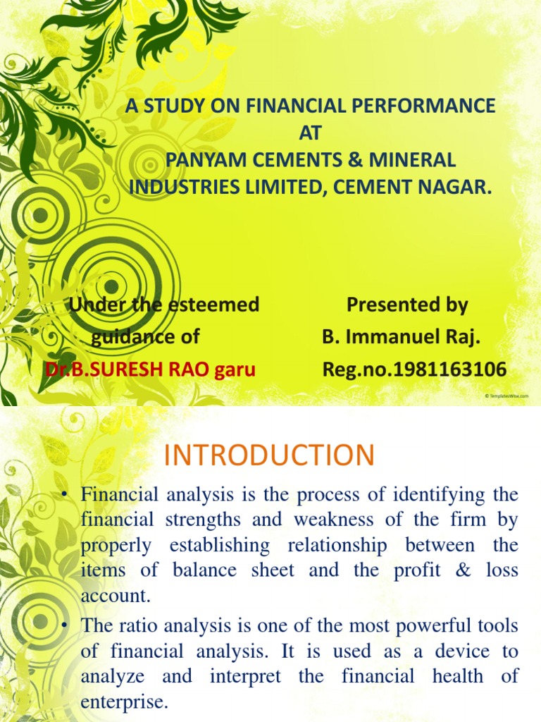 A Study On Financial Performance AT Panyam Cements & Mineral Industries ...