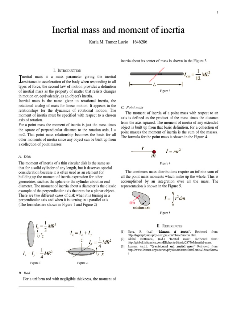 Inertial Mass and Moment of Inertia | PDF | Rotation Around A Fixed Axis | Inertia