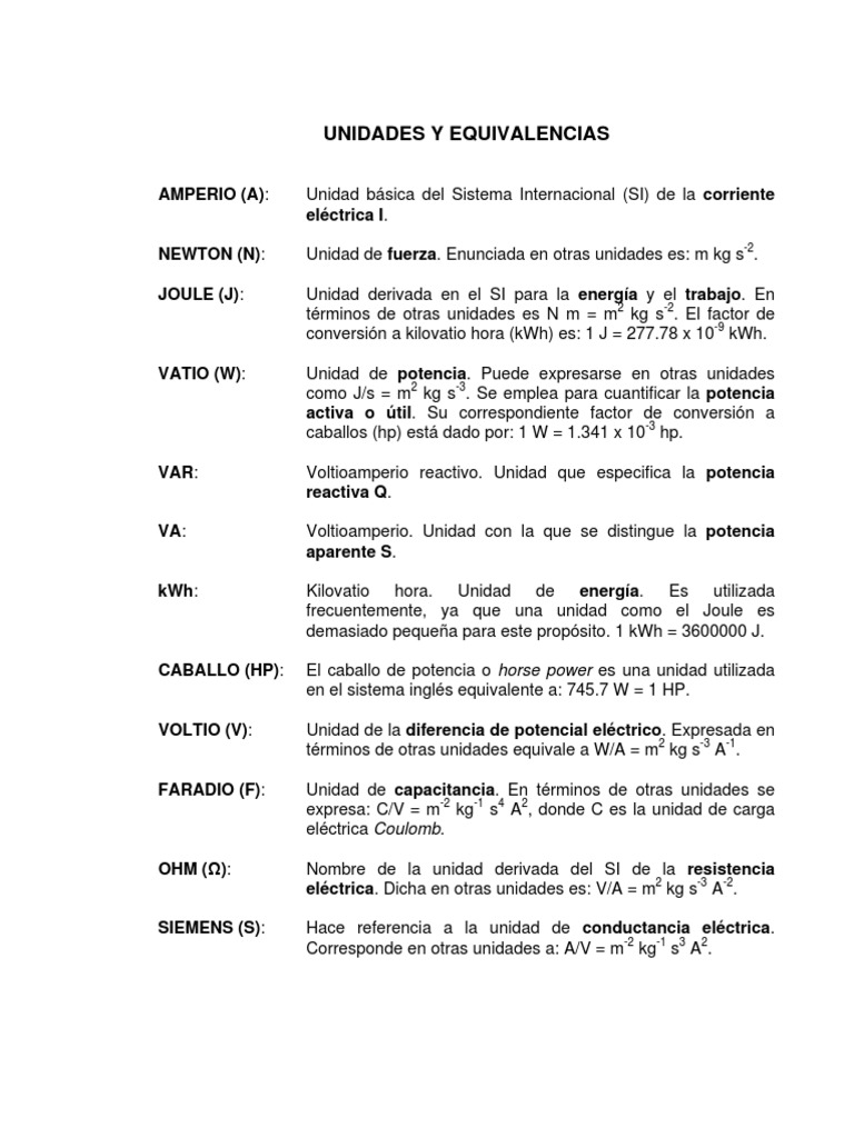 Unidades y Prefijos - Electrica PDF | PDF | Vatio | Unidades de medida