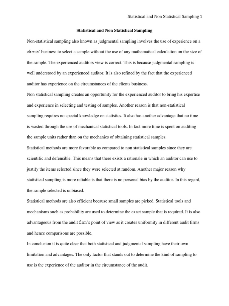 Non Statistical Sampling In Auditing