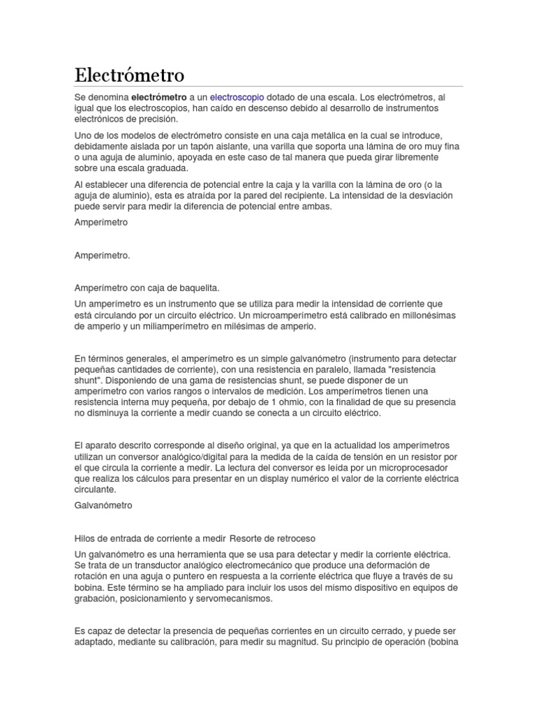 Electrómetro | PDF | Instrumento de medición | Física