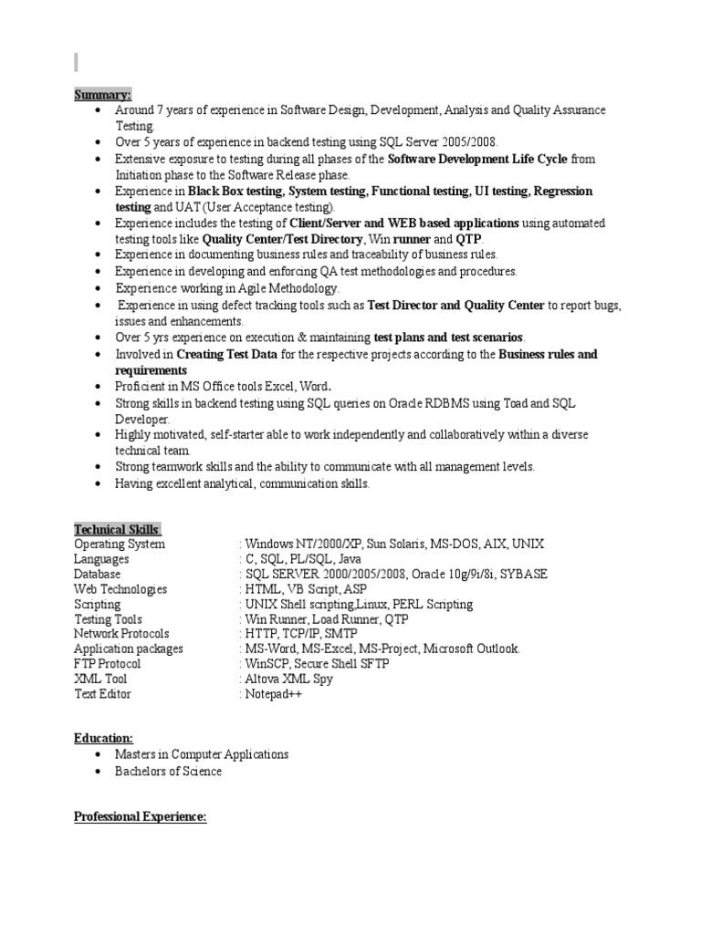 Experience .: Summary | PDF | Quality Assurance | Databases