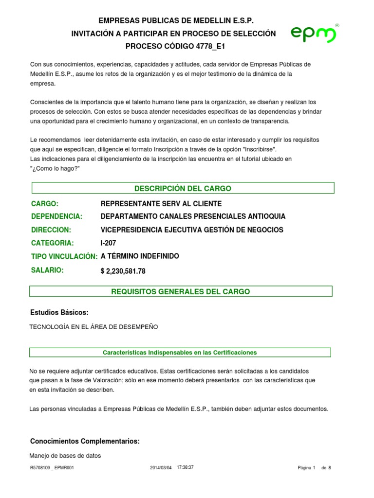 Proceso Epm PDF | PDF | Cliente | Sistema de informacion