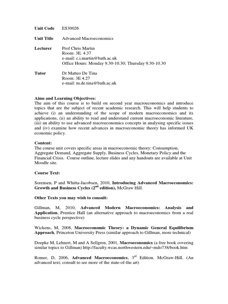 Advanced Macro Unit Outline | Business Cycle | Macroeconomics | Free 30 ...