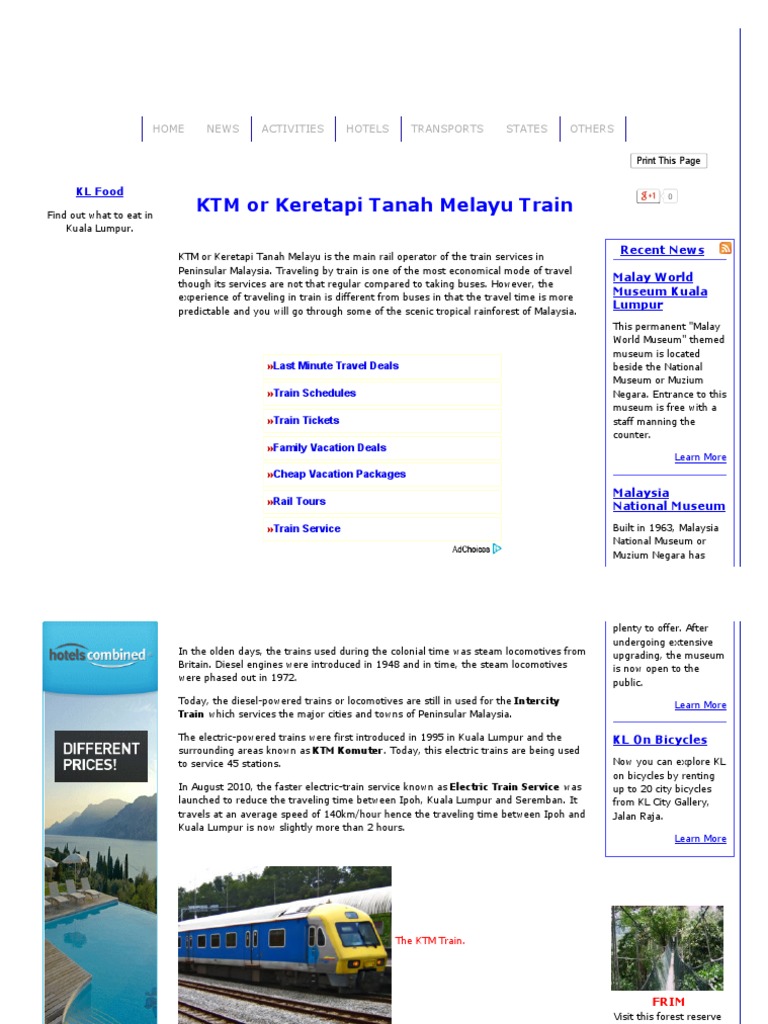 KTM or Keretapi Tanah Melayu Train Schedule | PDF | Rolling Stock ...