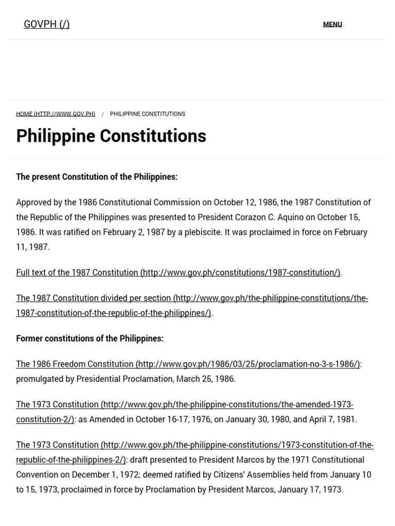 Philippine Constitutions - Official Gazette of The Republic of The Philippines | PDF | President ...
