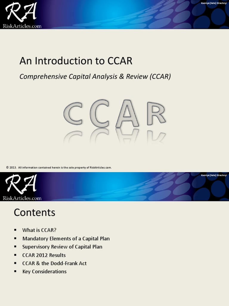 An Introduction To CCAR | PDF | Dodd–Frank Wall Street Reform And ...