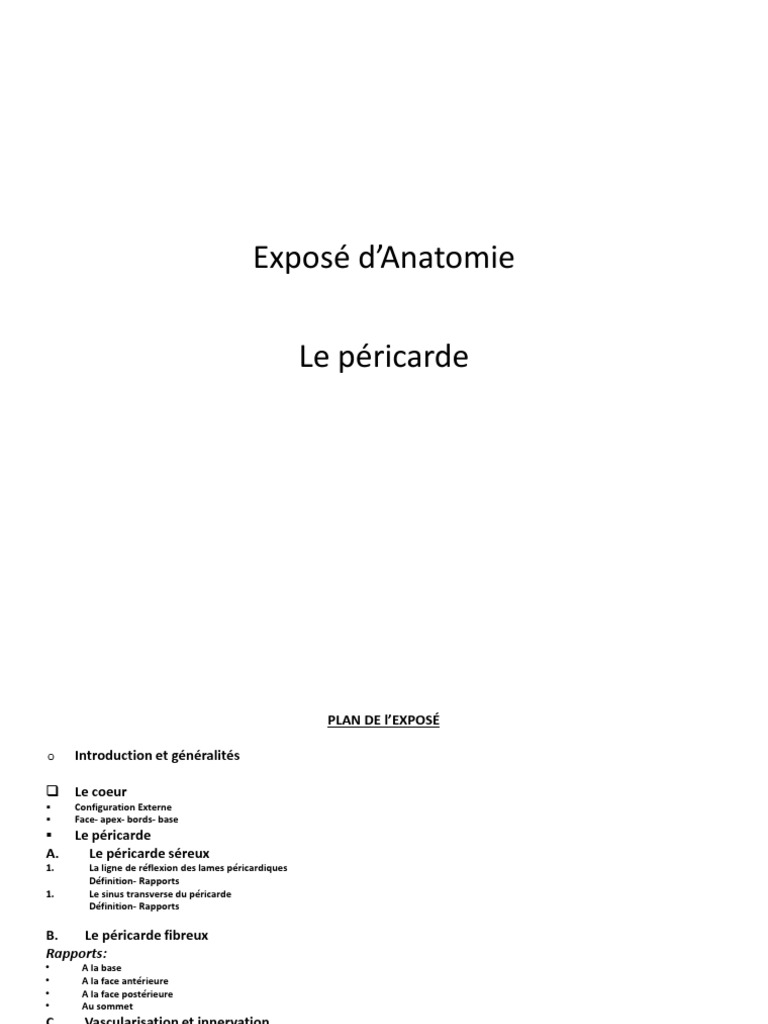 Pericarde | PDF | Cœur | Anatomie humaine