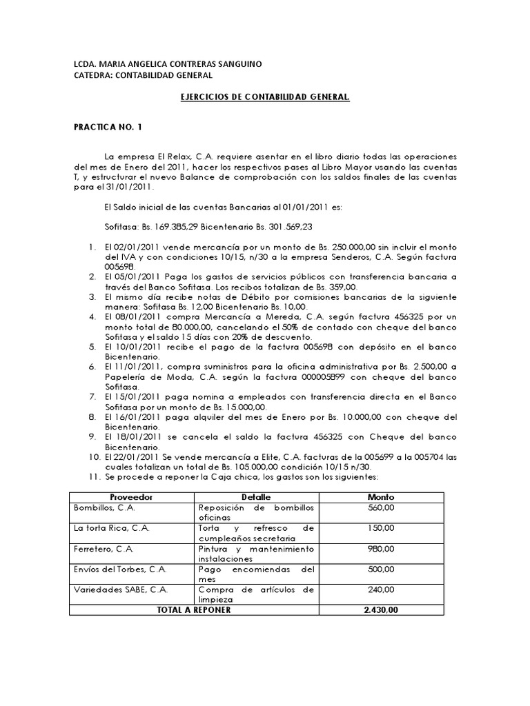 Ejercicios de contabilidad general.pdf | Bancos | Factura Ejercicios de contabilidad general.pdf | Bancos | Factura