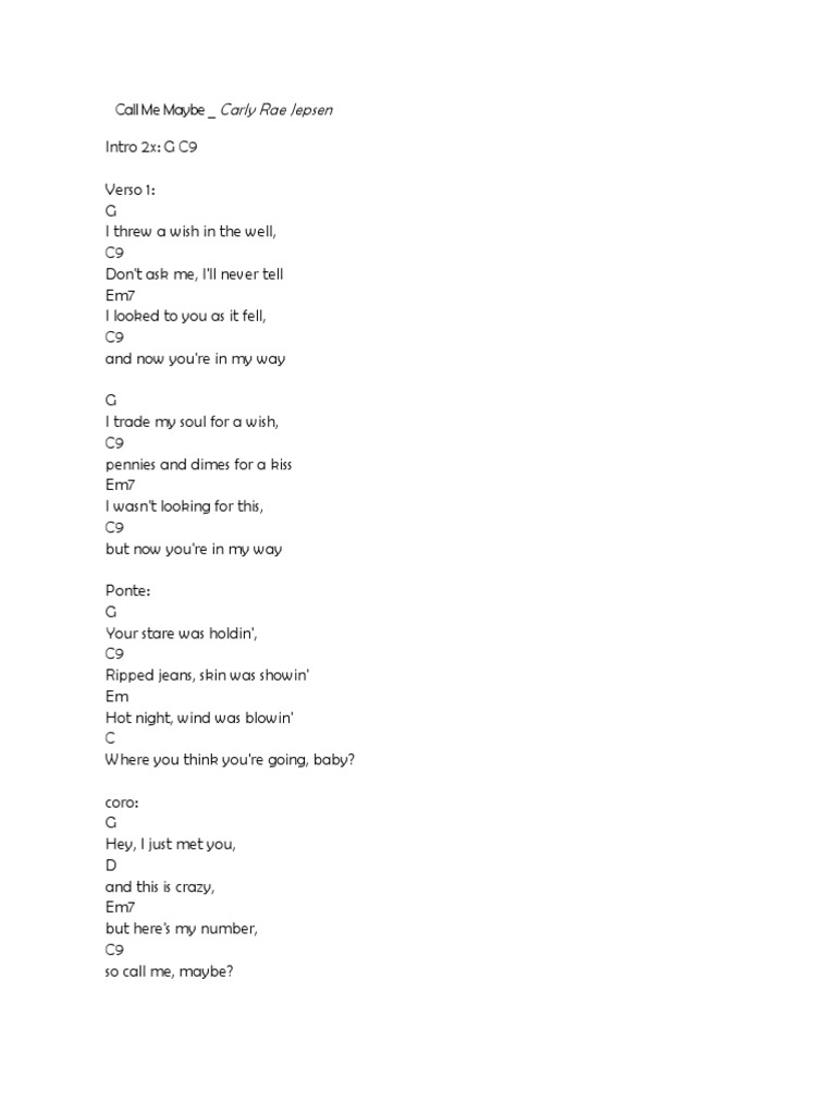 Carly Rae Jepsen Call Me Maybe Worksheet Live Worksheets, 53% OFF