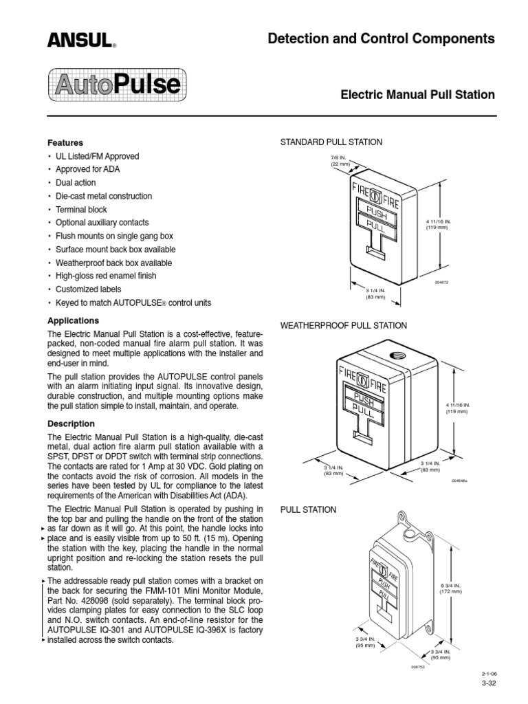 Ansul - Electric Manual Pull Station.pdf | Switch | Electricity