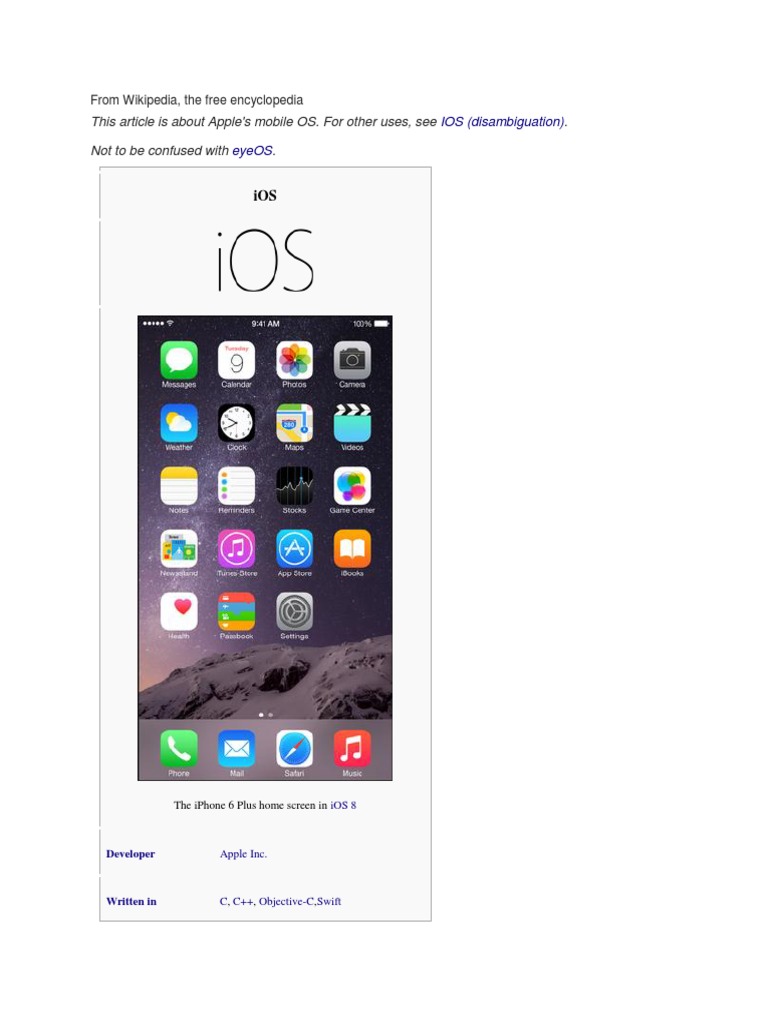 This Article Is About Apple's Mobile OS. For Other Uses, See - Not To ...