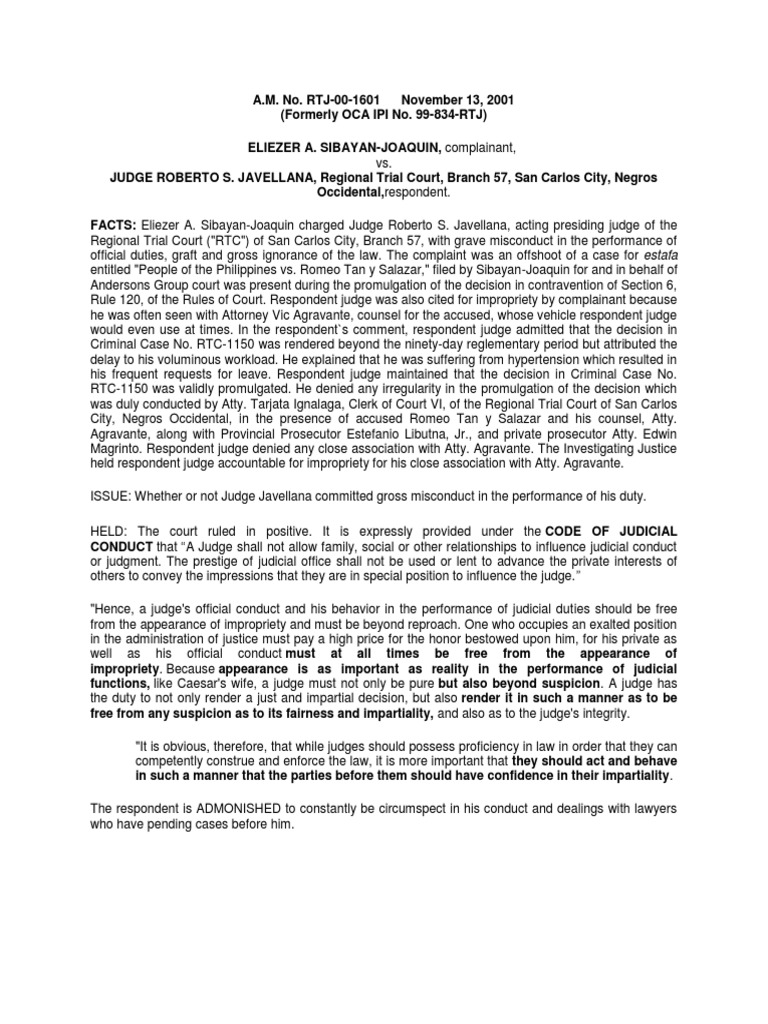 Judge Misconduct Case: Javellana Ruling | PDF | Judge | Judiciaries