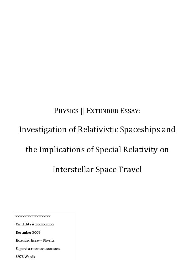 Extended Essay Online | PDF | Interstellar Travel | Special Relativity