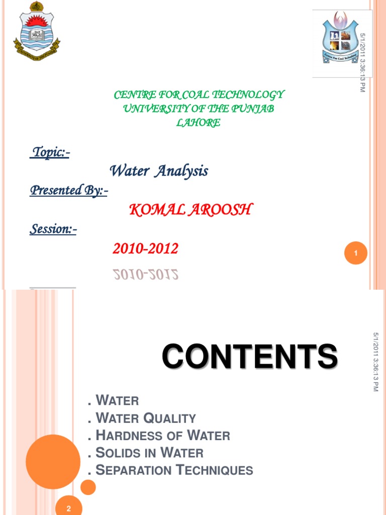Water Quality Analysis | PDF | Filtration | Distillation
