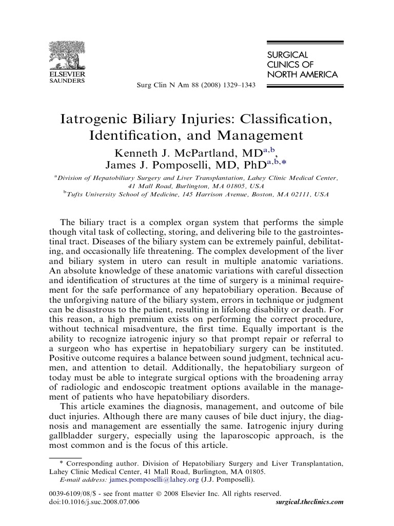 Iatrogenic Biliary Injuries | PDF | Gallbladder | Gastroenterology