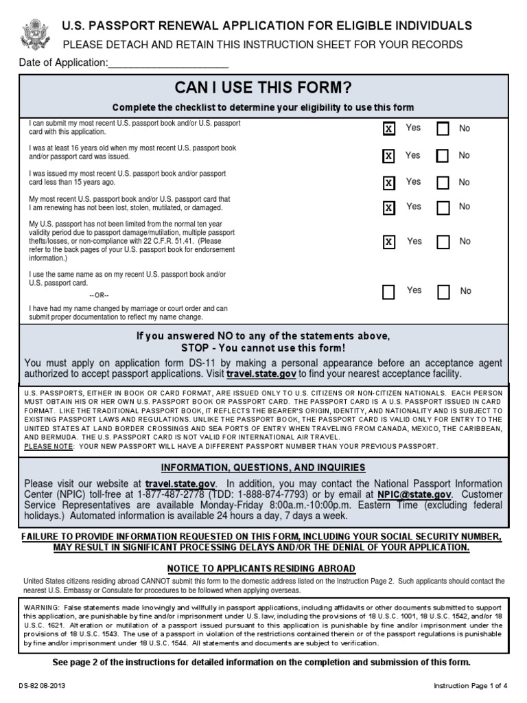Can I Use This Form?: U.S. Passport Renewal Application For Eligible ...