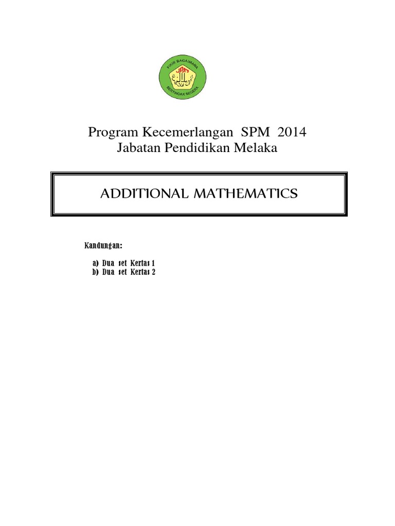 Add Math SPM 2014 Modul Melaka Gemilang | PDF | Trigonometric Functions | Logarithm