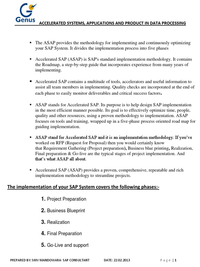 ASAP Methodology - SAP | PDF | Business Process | Implementation