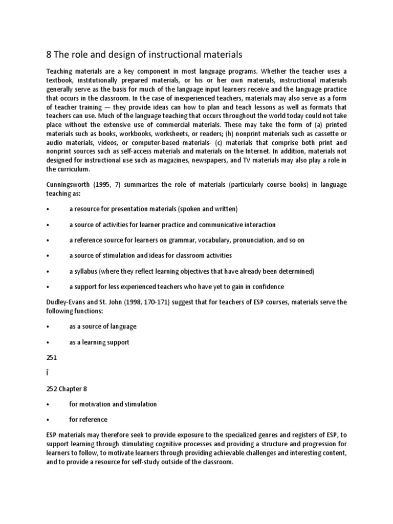 8 The Role and Design of Instructional Materials | PDF | Textbook ...