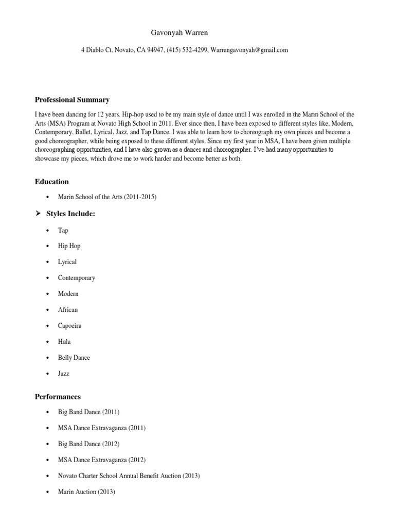 Geegees Dance Resume | PDF | Foreign Language Studies