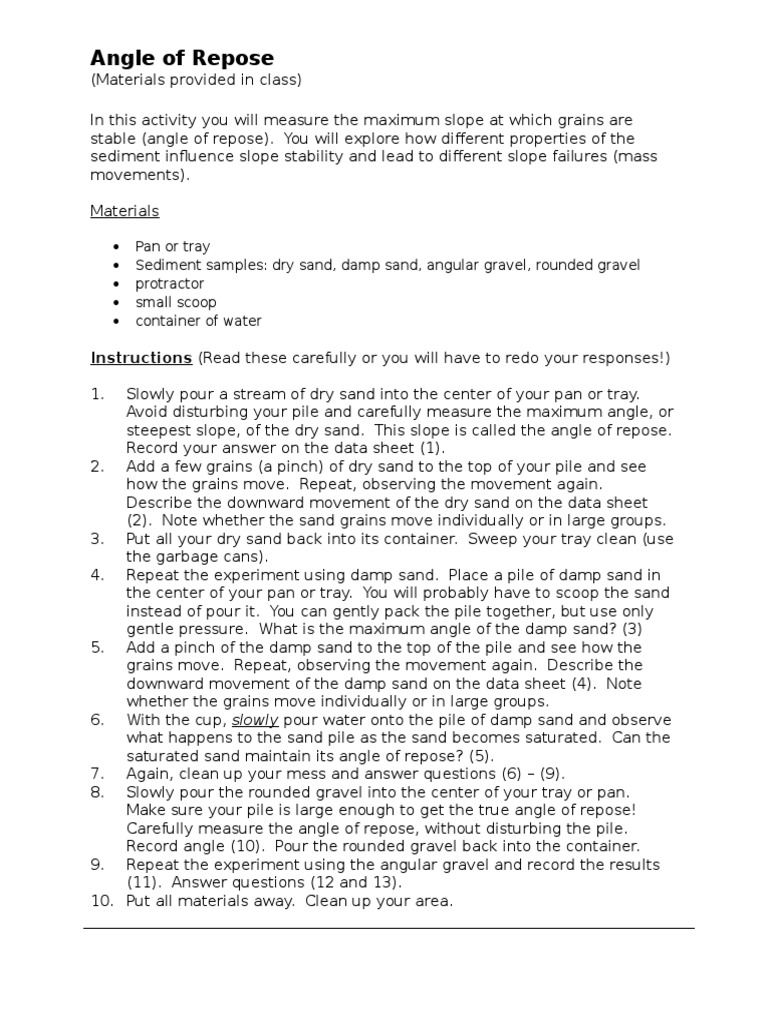 Angle of Repose | Nature