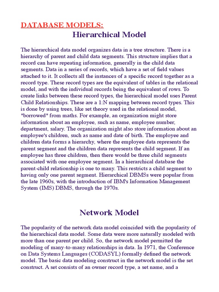 Hierarchical Model: Database Models | PDF | Object (Computer Science) | Databases
