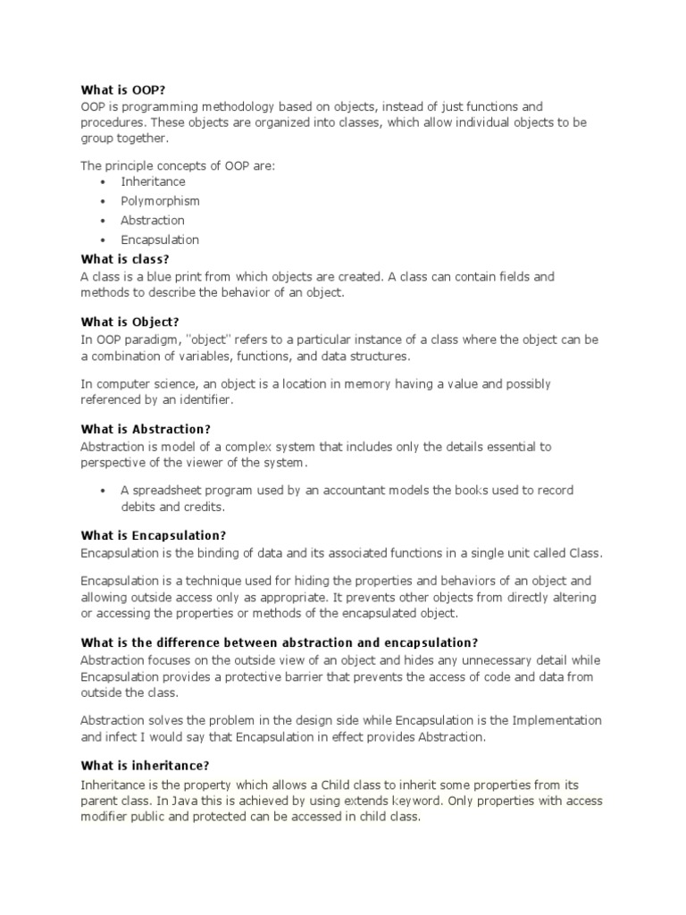 Oop Java Interview Question Pdf Inheritance Object Oriented 1018