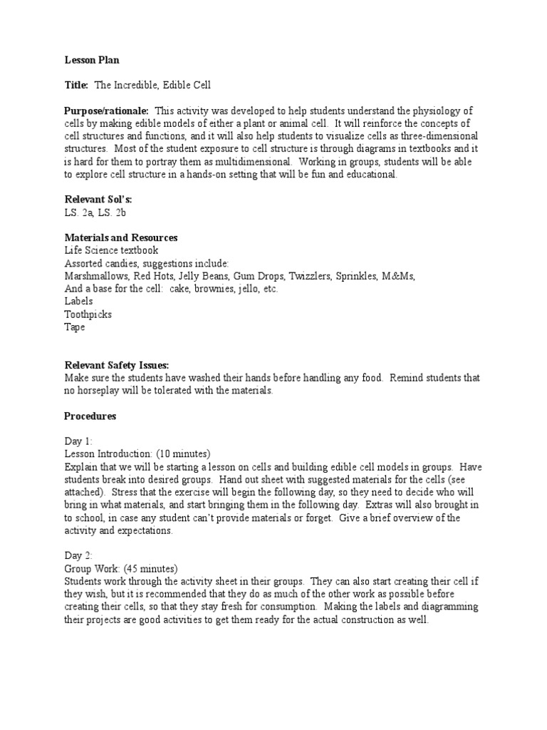 Prior Knowledge Lesson Plan | PDF | Cytoplasm | Cell Nucleus